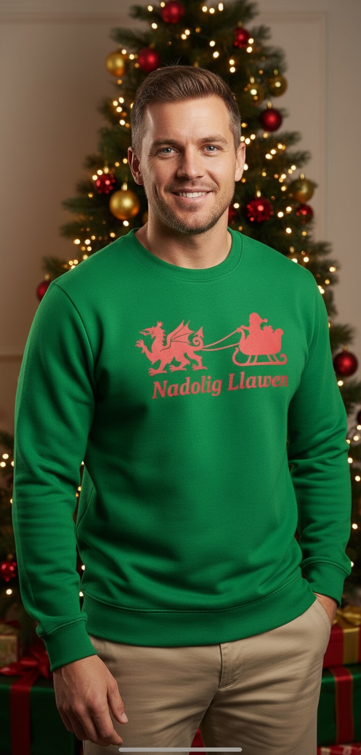 Green red dragon Welsh child and adult Christmas jumper-ready made ...